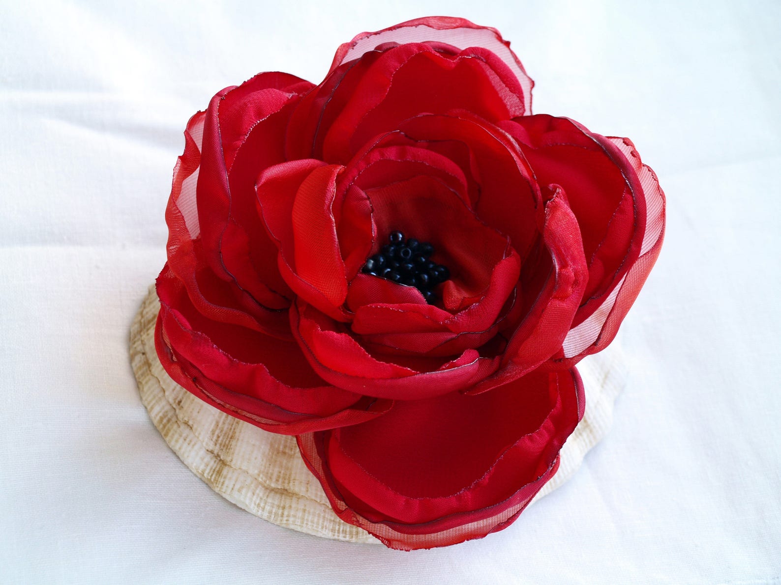 Red Flower Brooch Red Flower Hair Clip Silk Flower Broach - Etsy