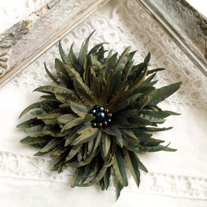 Green Flower Brooch, Olive Green Hair Clip, Forever Flowers, Mother of ...