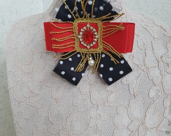 Red Bow Brooch - Etsy