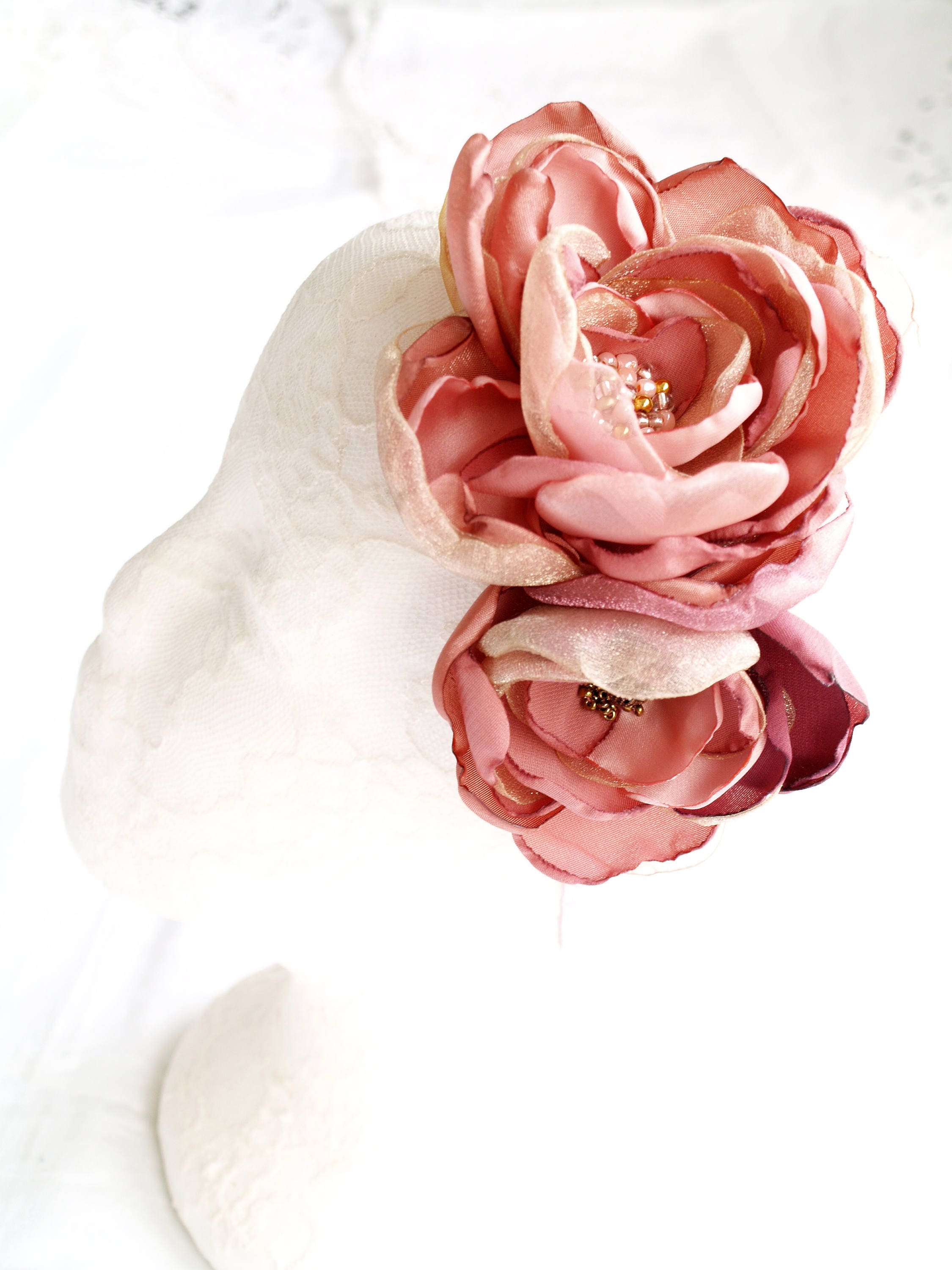 Rose Gold Fascinator Large Flower Head Piece Dust Pink - Etsy UK