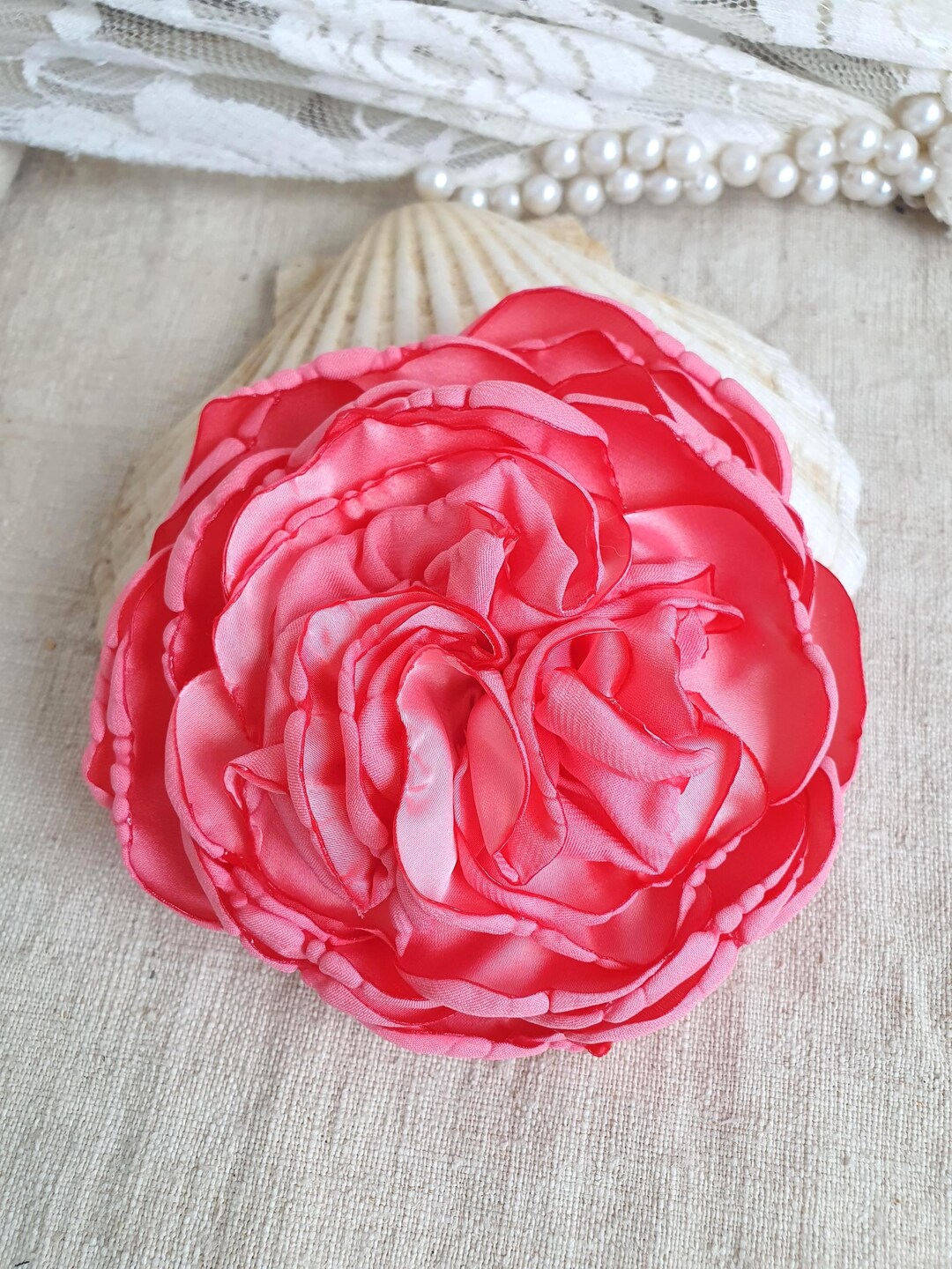 Pink Silk Flower Brooch, Pink Fabric Flower Pin, Handmade Jewelry Gifts ...