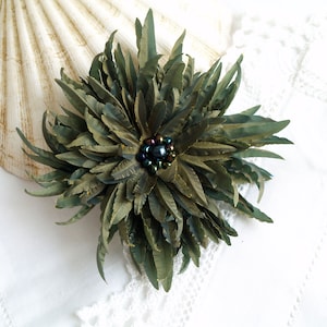 Green Flower Brooch, Olive Green Hair Clip, Forever Flowers, Mother of ...