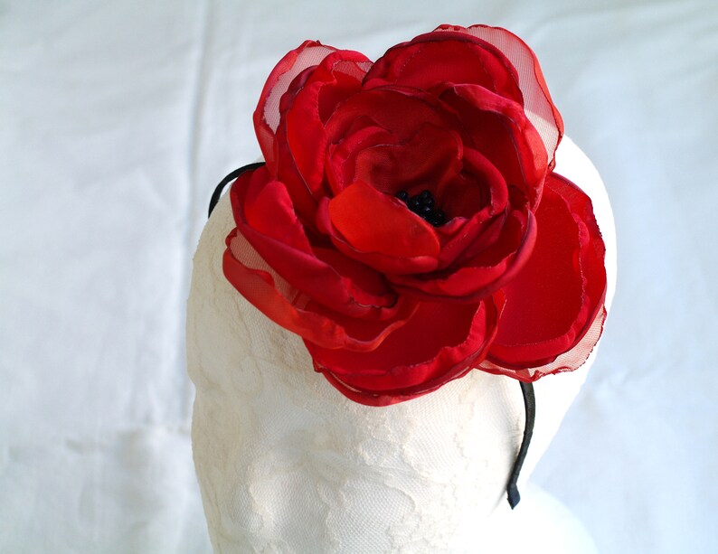 Large Red Flower Fascinator Red Rose Head Piece Flower - Etsy UK