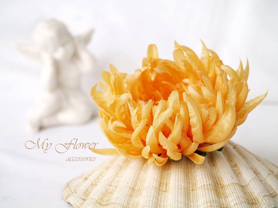 Yellow Flower Brooch Floral Corsage Broach Silk Chrysanthemum Yellow ...