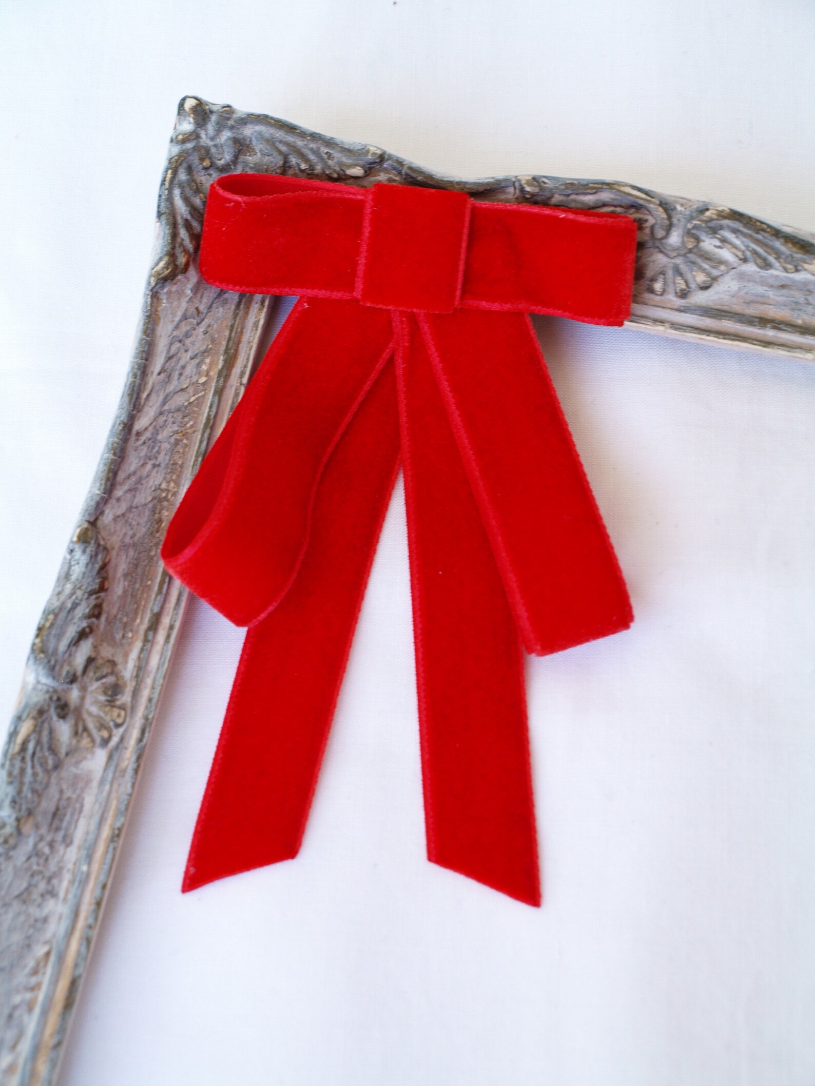 Red Bow Tie Brooch Velvet Ribbon Tie Long Bowtie Office | Etsy