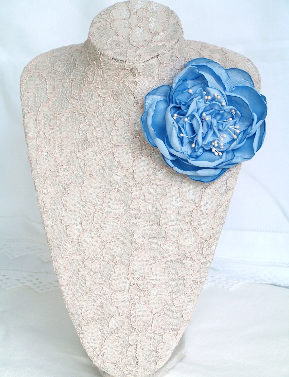 Light Blue Flower Brooch Blue Flower Hair Accessory | Etsy