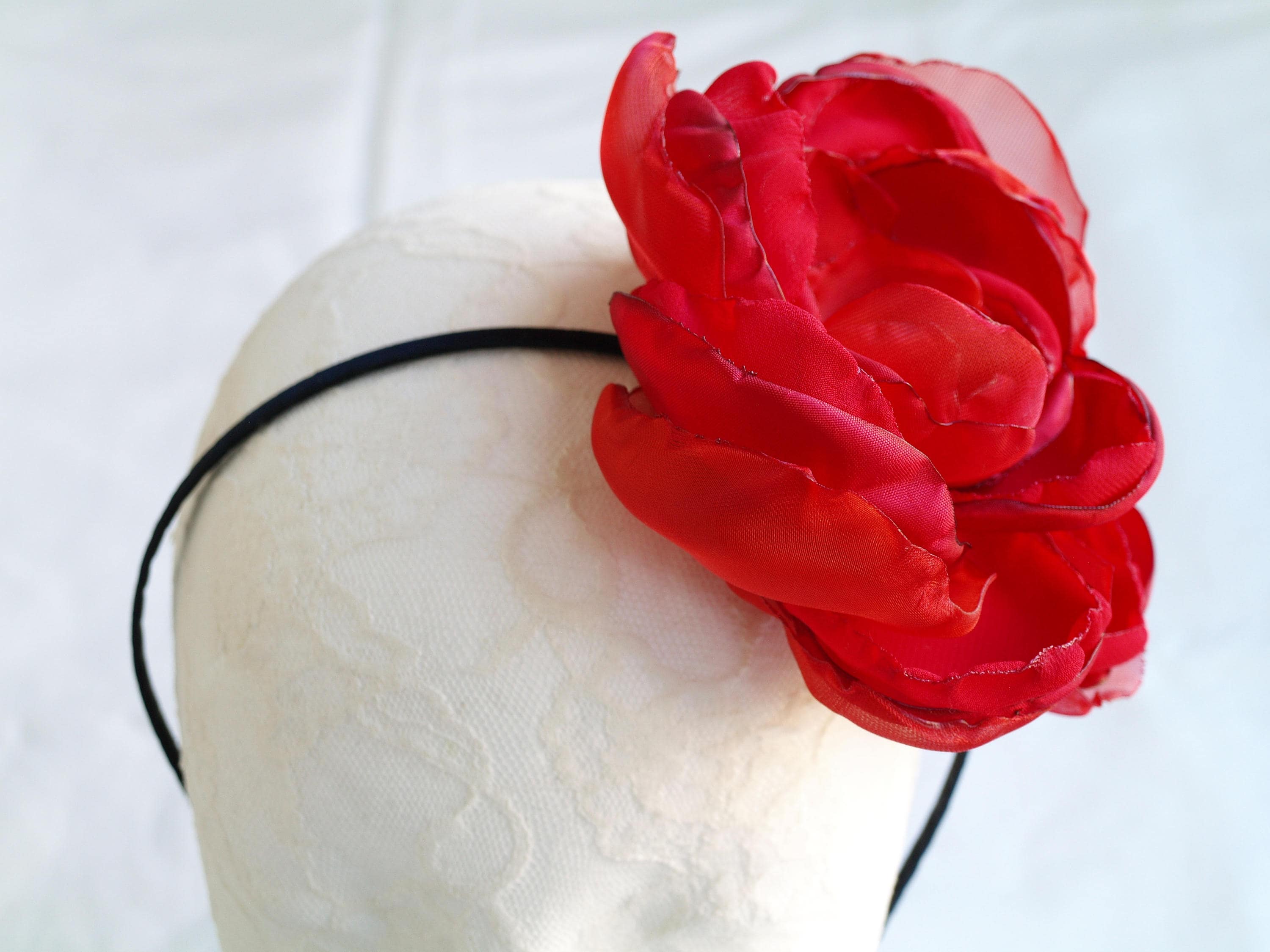 Large Red Flower Fascinator Red Rose Head Piece Flower - Etsy UK