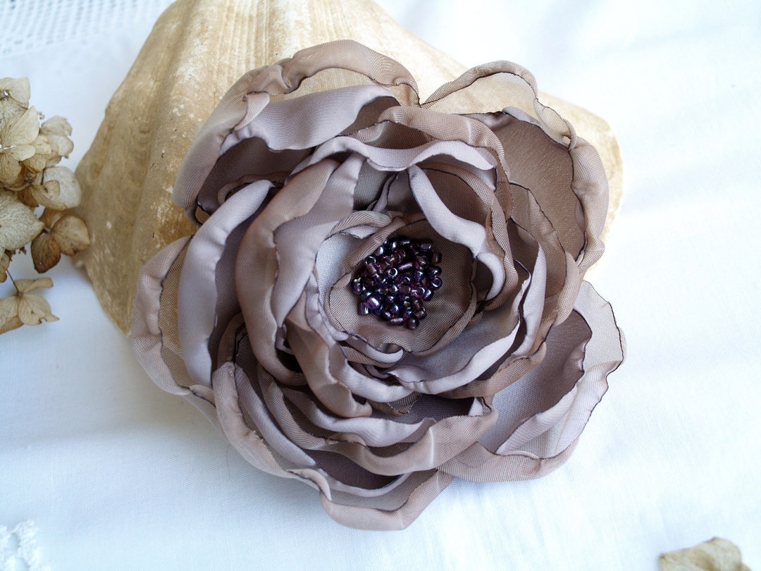 Taupe Beige Silk Flower Brooch: Mother of the Bride Corsage - Etsy