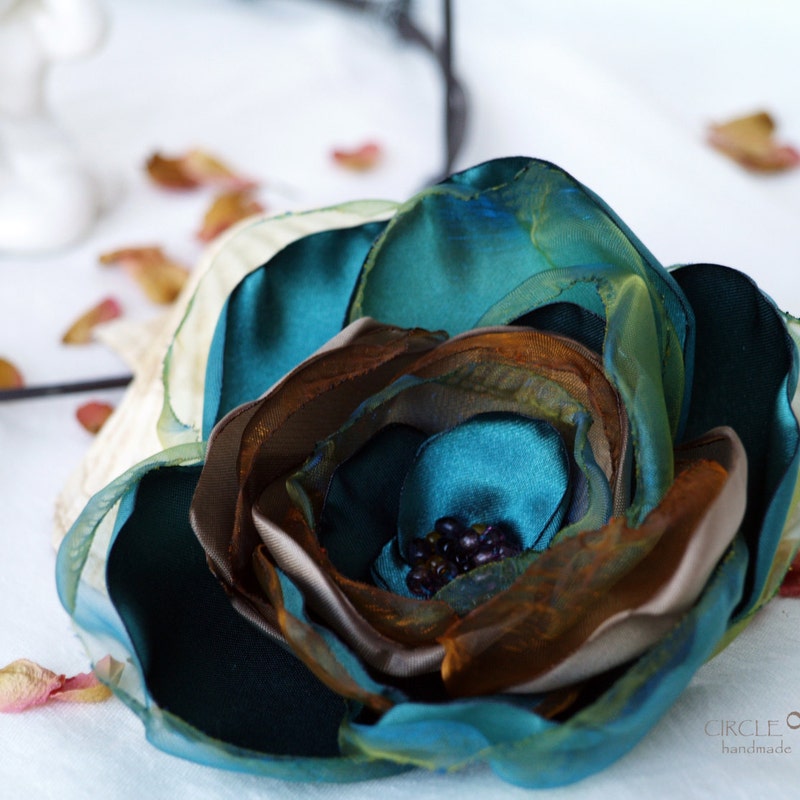 Teal Flower Brooch - Etsy