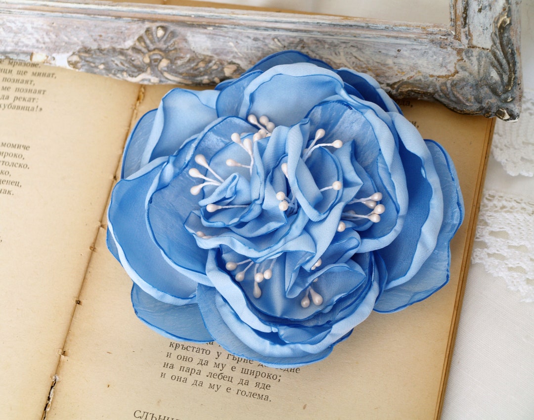 Light Blue Flower Brooch, Blue Flower Hair Accessory, Something Blue ...