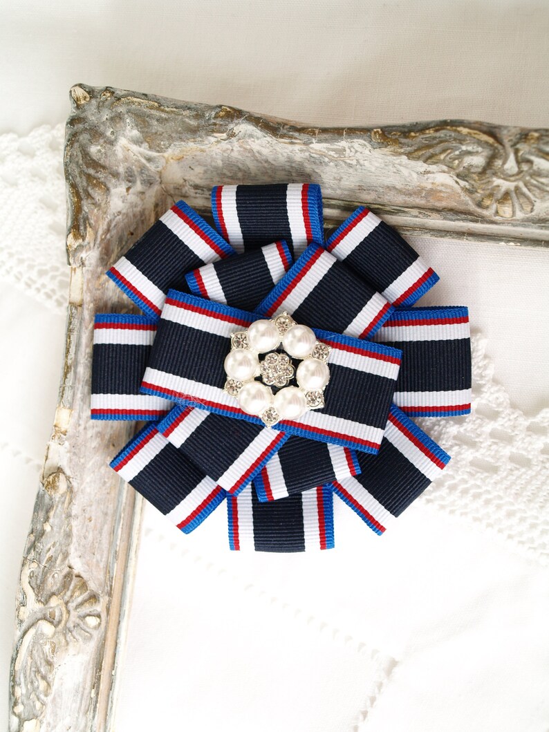 Red White Blue Ribbon Brooch Rosette Brooch Pin Bow Brooch - Etsy UK