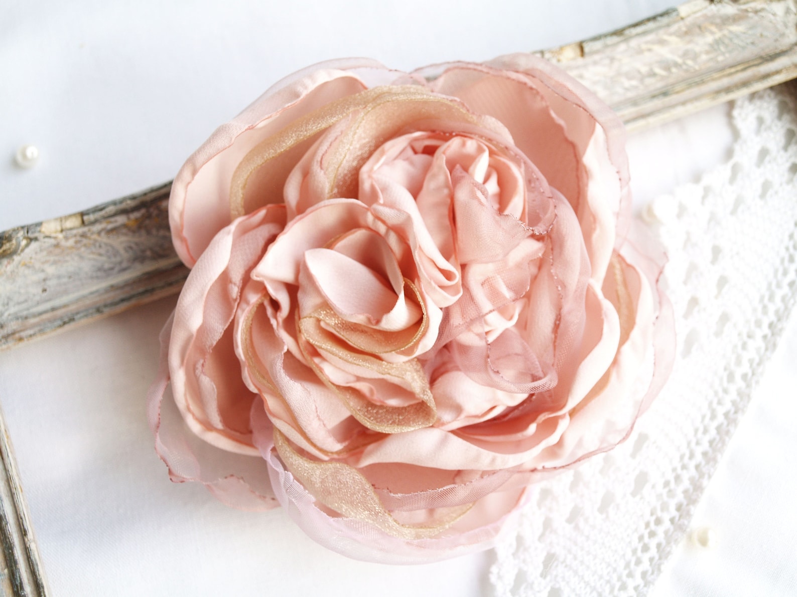 Pale Powder Flower Brooch Blush Pink Flower Hair Clip Rose - Etsy