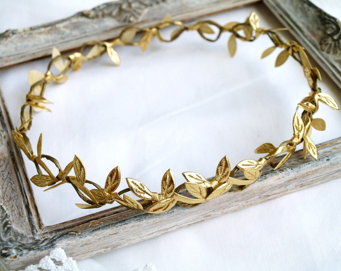 Gold Leaf Crown, Halo Crown, Greece Headband, Greek Goddess, Circlet ...