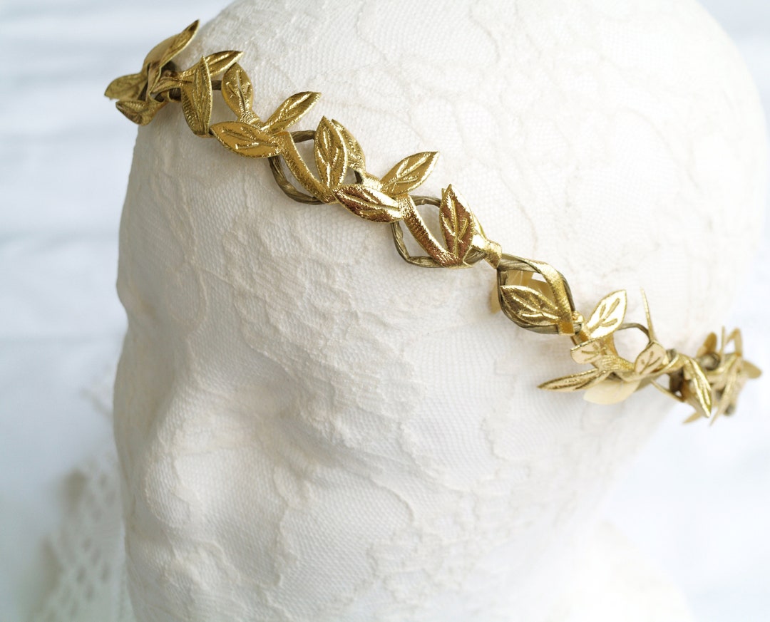 Gold Leaf Crown: Greek Goddess Headpiece, Bridal Tiara, Custom Size for ...