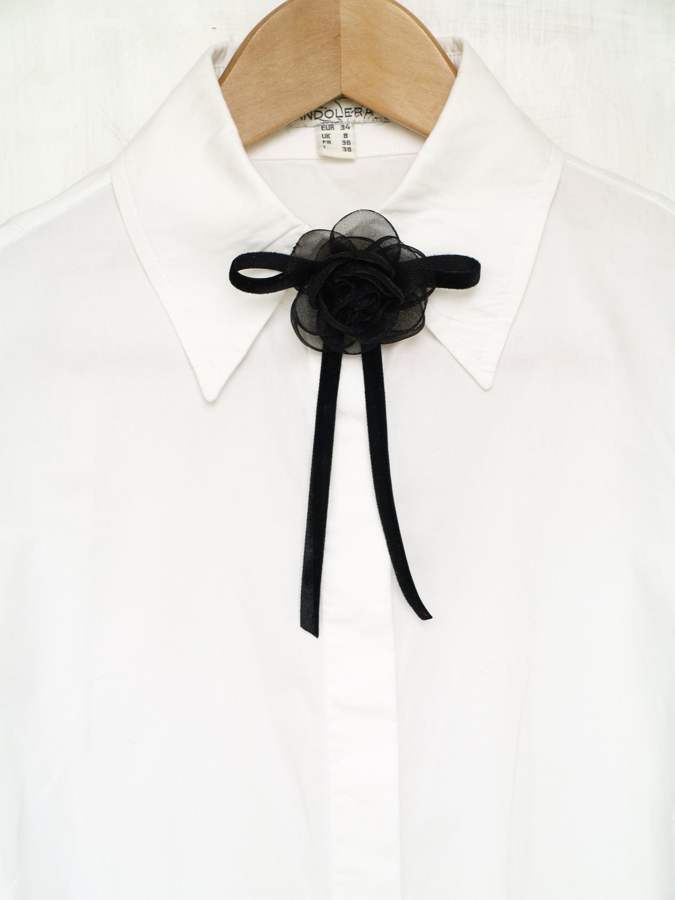 Black Flower Bow Tie Brooch: Velvet Ribbon Long Bow - Etsy