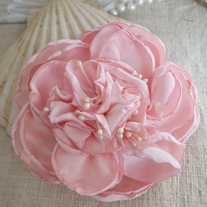 Pale Pink Flower Brooch, Light Pink Flower Hair Clip, Fabric Flower ...