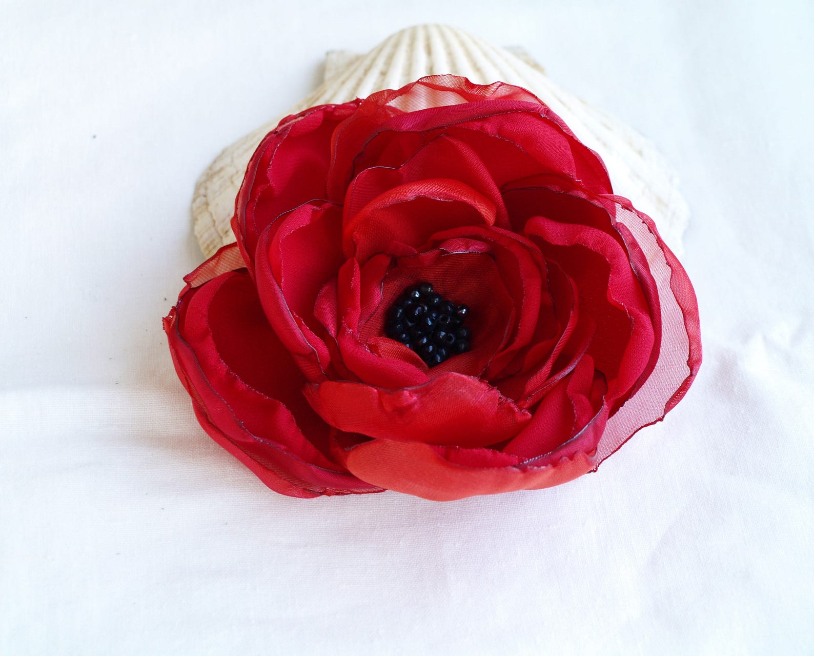 Large red flower fascinator Red rose head piece Flower | Etsy