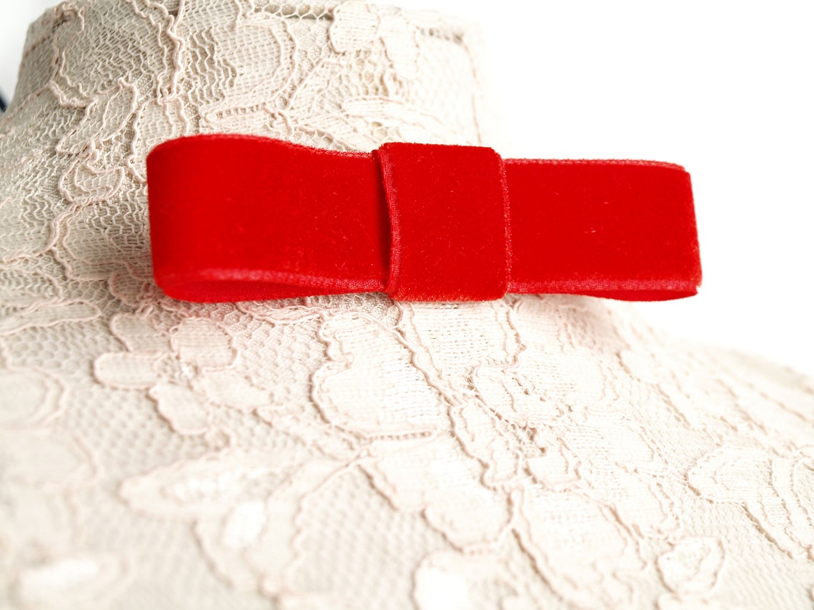 Velvet Red Bow Brooch Red Bow Tie Woman Mary Poppins Bow - Etsy
