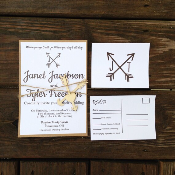 Arrow Wedding Invitation Luxury Boho Gold Deckle Edge Wedding Place