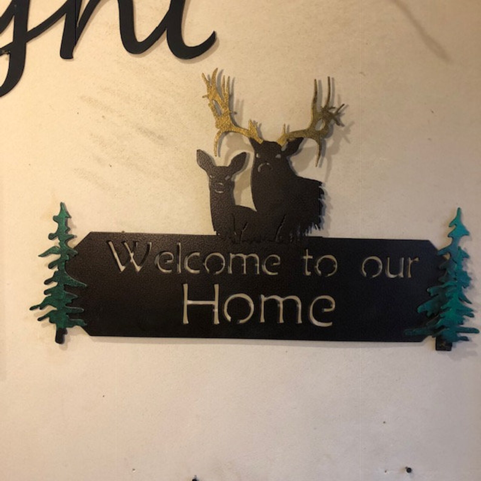 Mule Deer 3-D Welcome to Our Home Welcome Sign Metal Welcome Home Sign ...