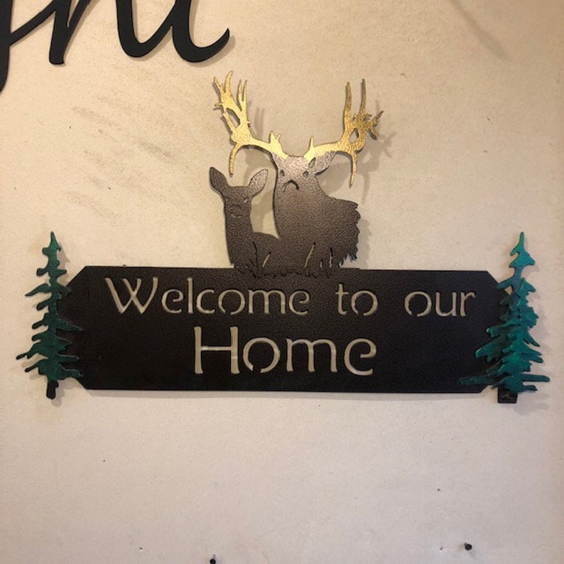 Mule Deer 3-D Welcome to Our Home Welcome Sign Metal Welcome Home Sign ...