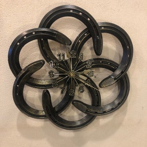 Horseshoe Wall Clock, Horse Shoe Art, Rustic Home Decor, Country Home ...