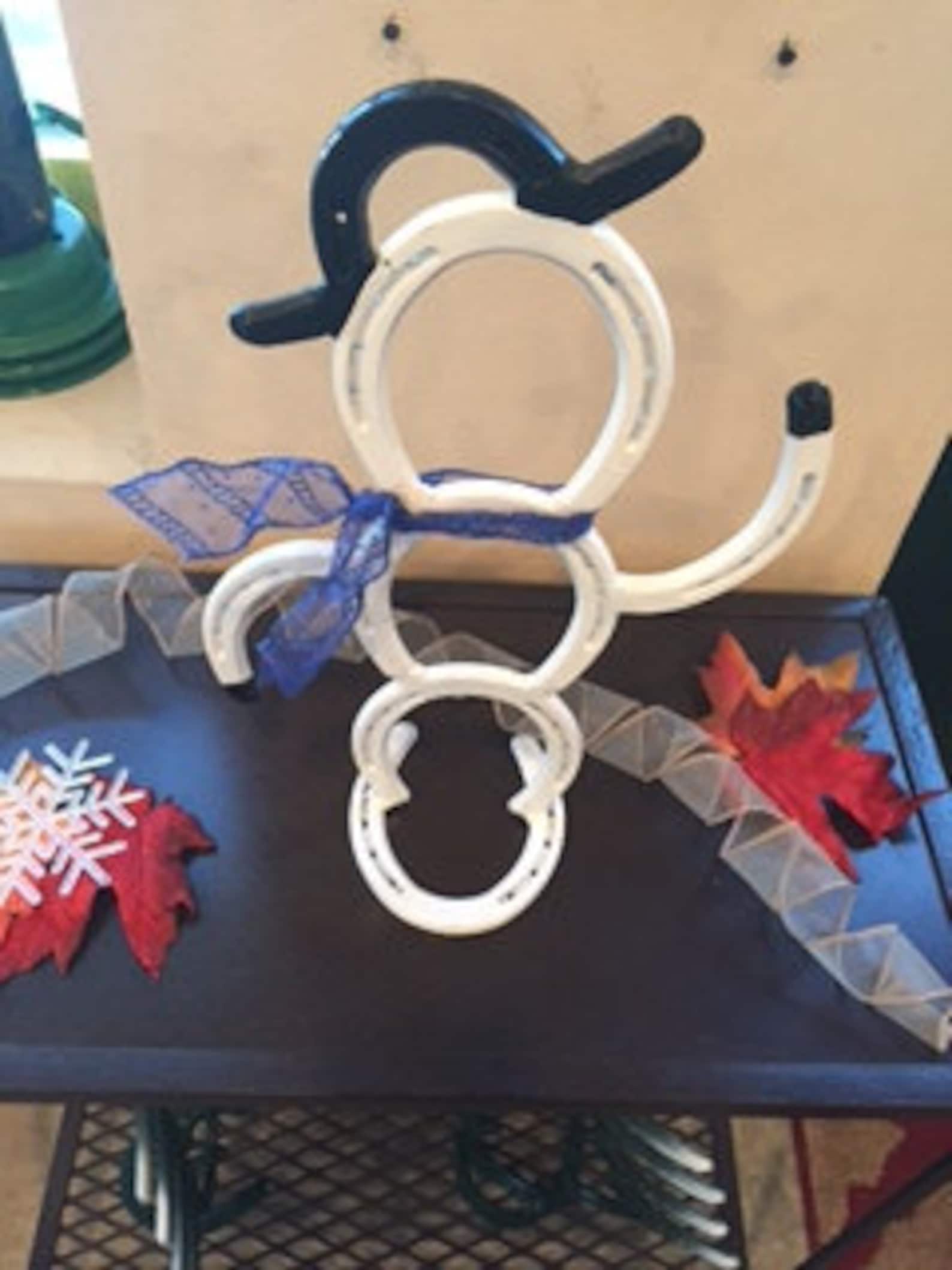 Snowman Horseshoe Made From Authentic Horseshoes Western | Etsy