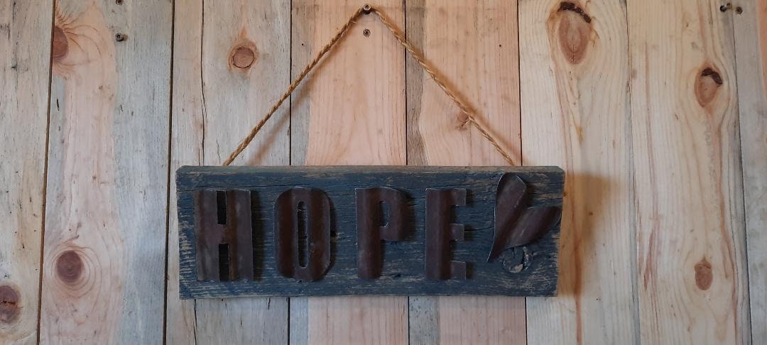 Hope Sign, Reclaimed, Barn Wood, Corrugated Tin Lettering/quotes ...