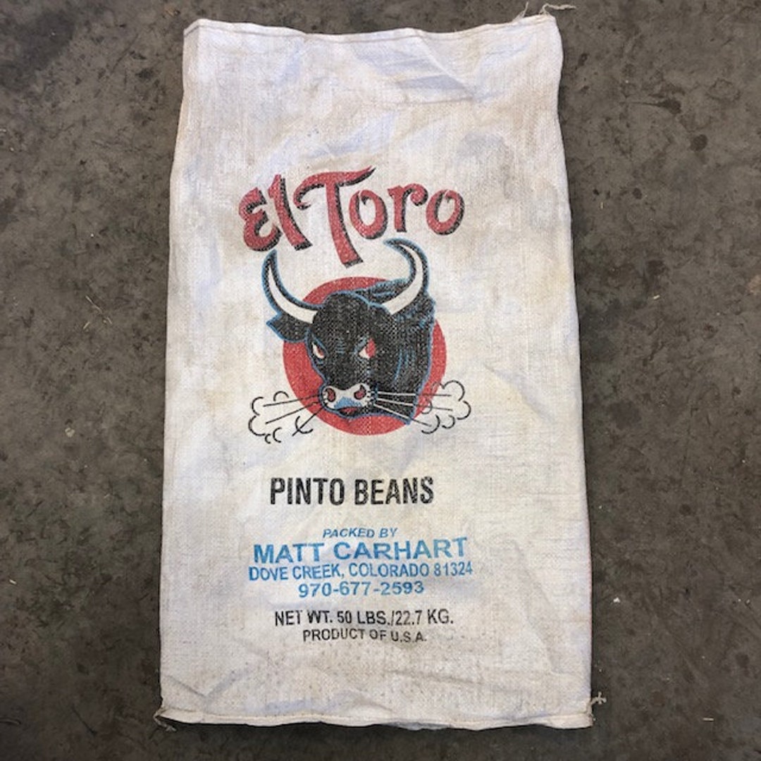 Vintage Farm Grain Sack El Toro Pinto Beans Packaged in USA Grain Sack ...