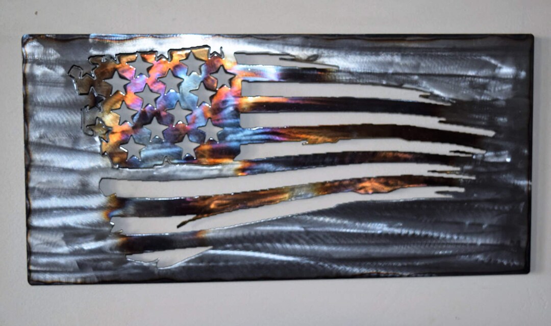 American Flag Metal Sign Distressed US Flag, United States Flag ...