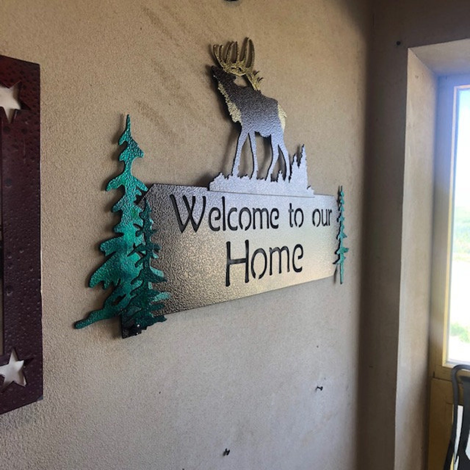 Elk "welcome to Our Home" Sign Welcome Sign Elk Welcome Sign 3D Sign - Etsy