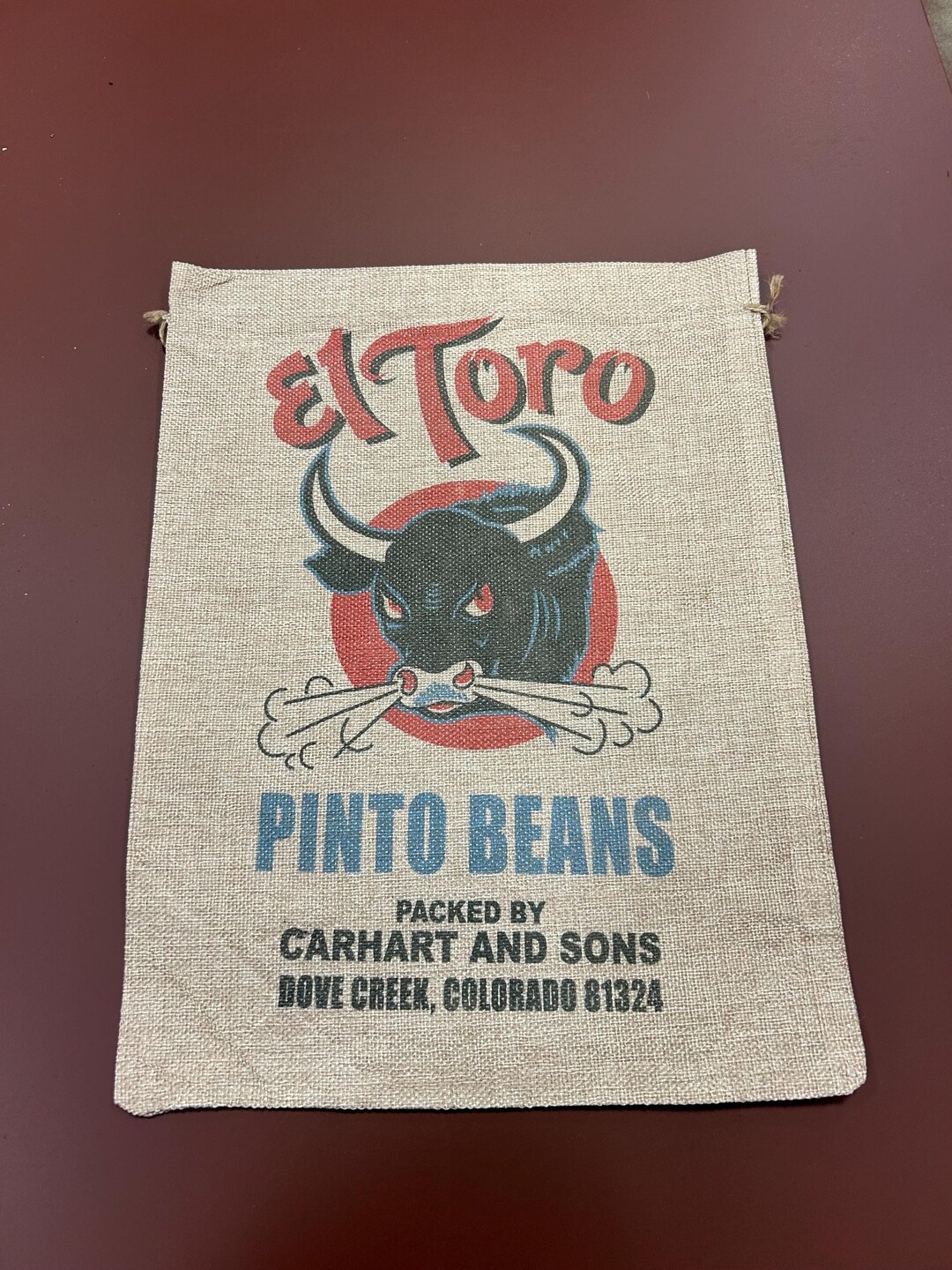 Vintage Farm Grain Sack Burlap El Toro Pinto Beans 12x16 Packaged in ...
