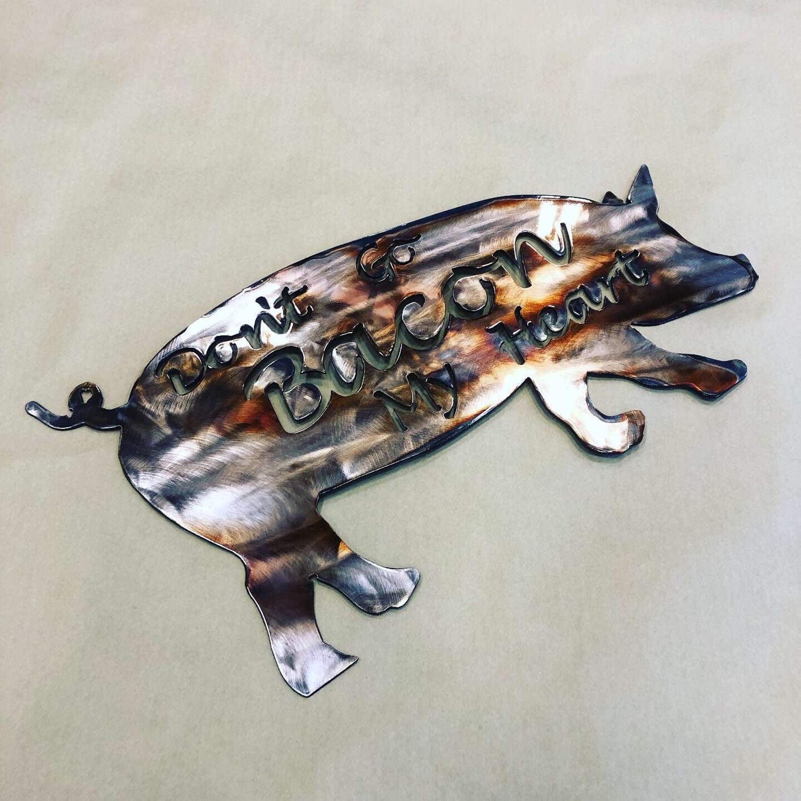 Metal Pig Sign Don't Go Bacon My Heart Piggy Sign Thick | Etsy