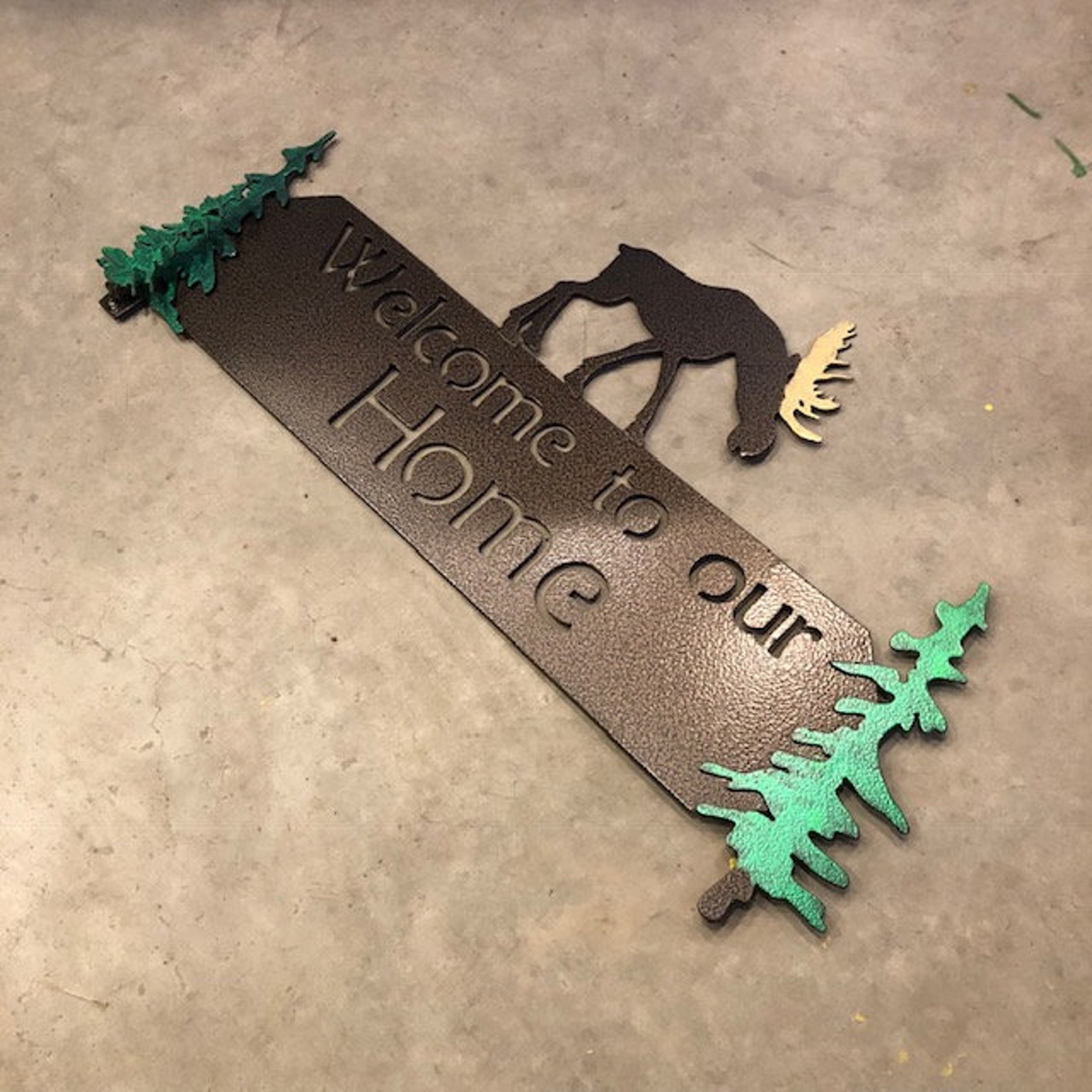 Moose welcome to Our Home Sign Metal Moose Welcome | Etsy