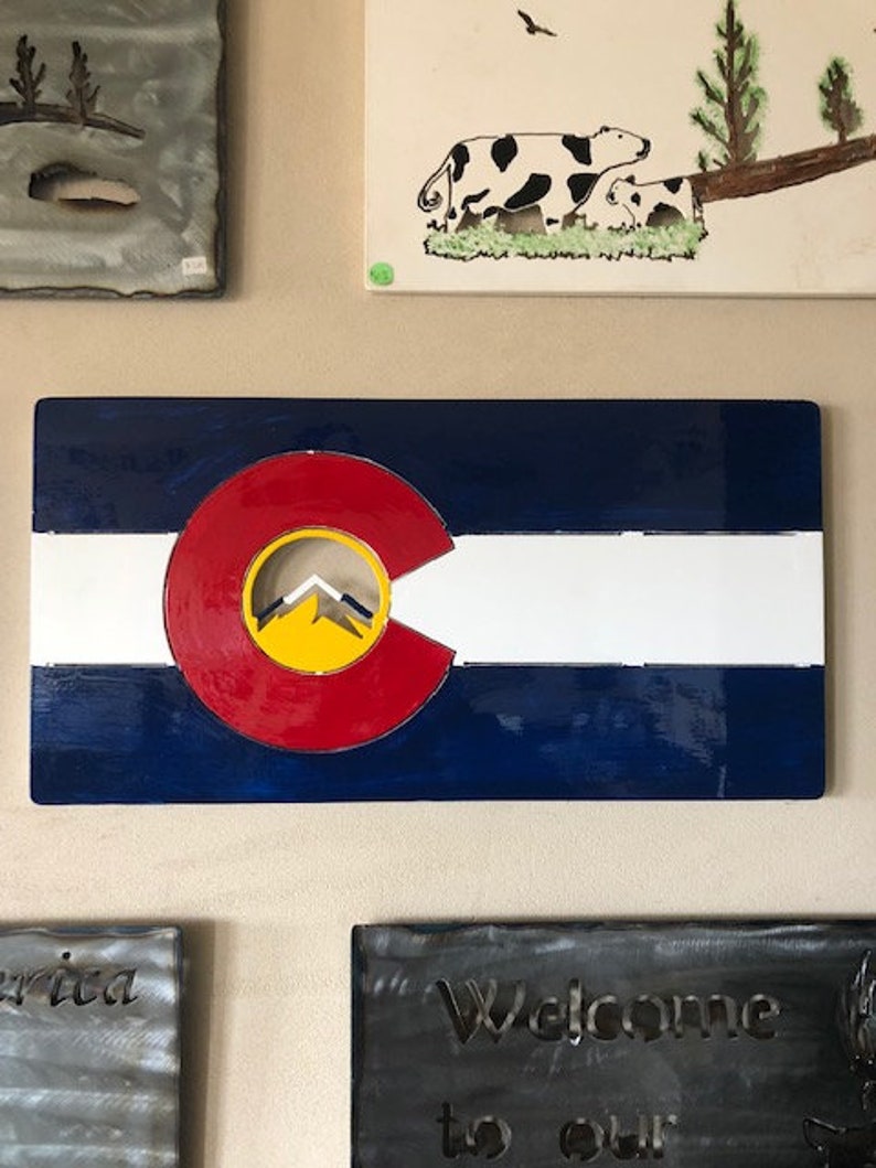 Steel Colorado Flag Metal Art Colorado Metal Colorado Flag - Etsy