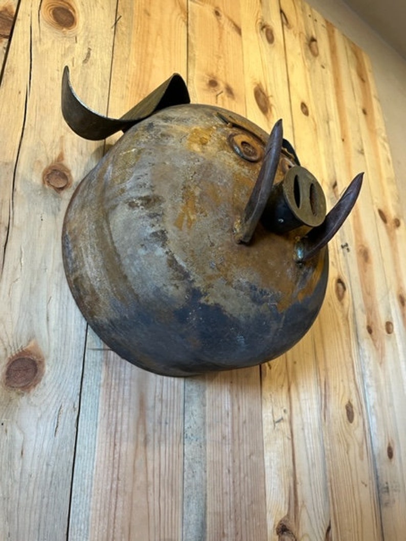 Hanging Pig Head Boar Head Metal Art Head Made Form Upcycled Propane ...