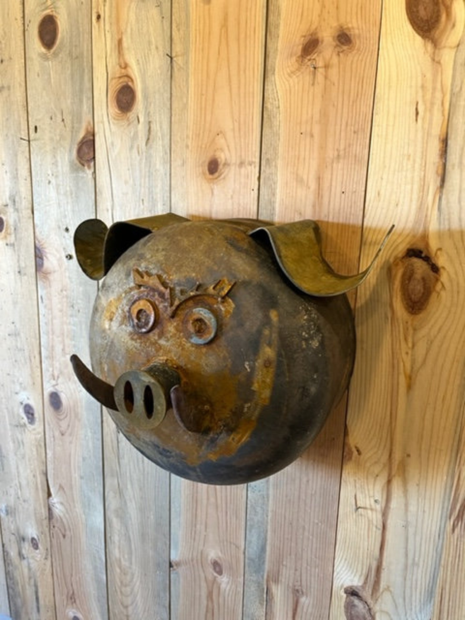 Hanging Pig Head Boar Head Metal Art Head Made Form Upcycled Propane ...