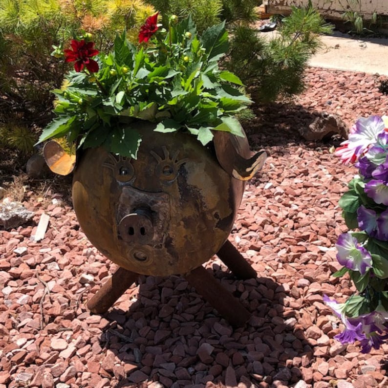 Propane Tank Pig Planter Metal Art Pig Planter Made Form | Etsy