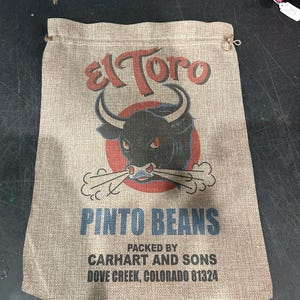 Vintage Farm Grain Sack Burlap El Toro Pinto Beans 12x16 Packaged in ...