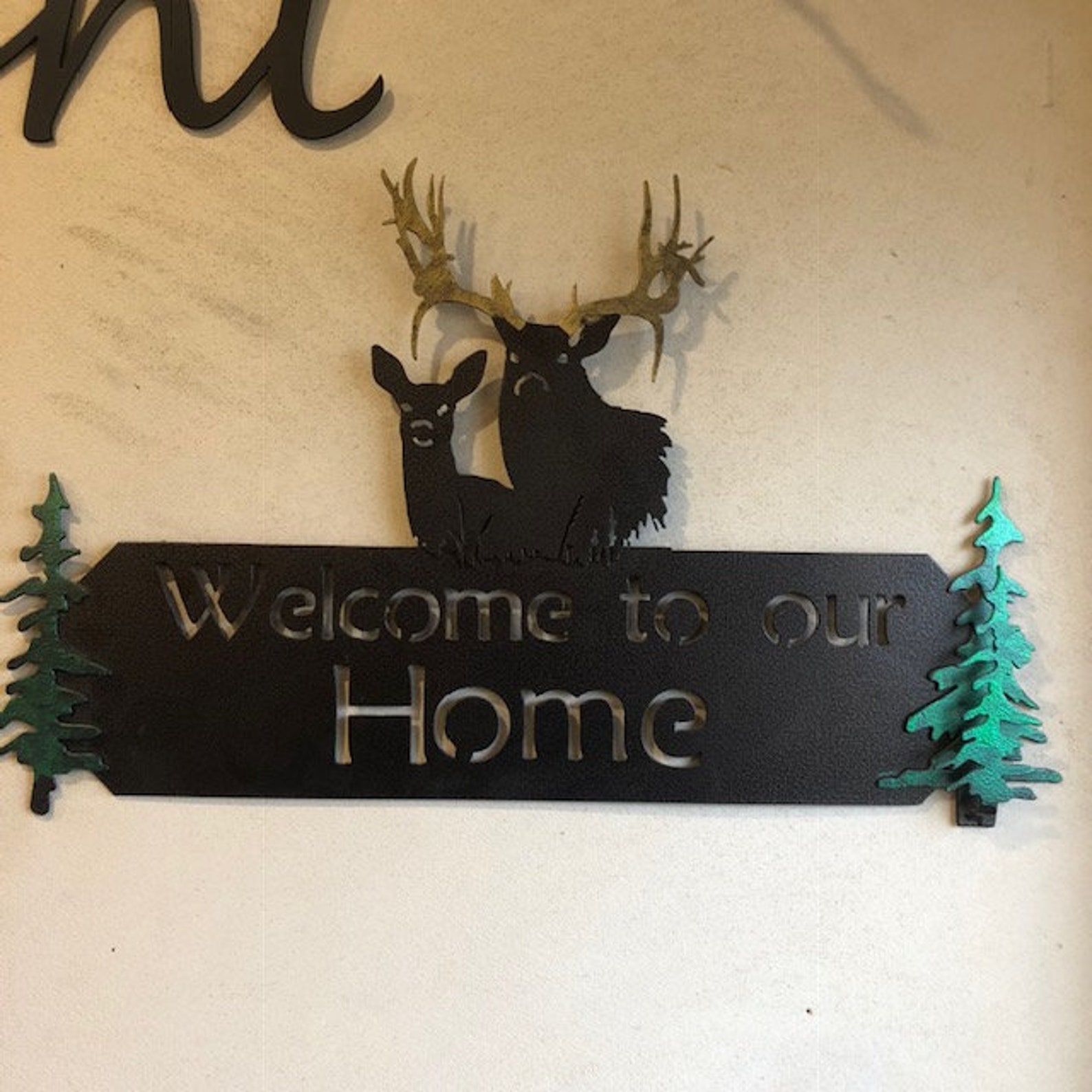 Mule Deer 3-D Welcome to Our Home Welcome Sign Metal Welcome Home Sign ...