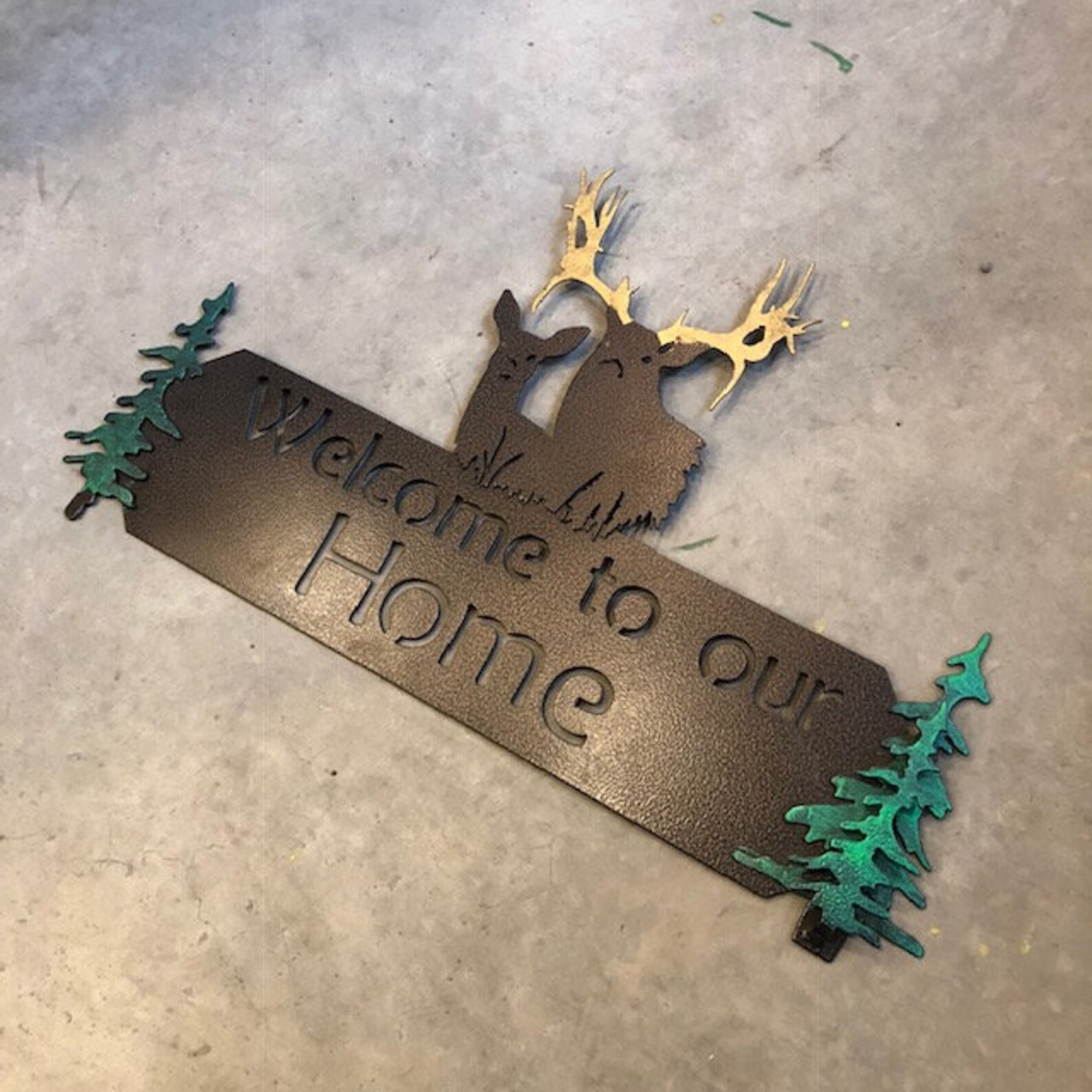 Mule Deer 3-D Welcome to Our Home Welcome Sign Metal Welcome Home Sign ...