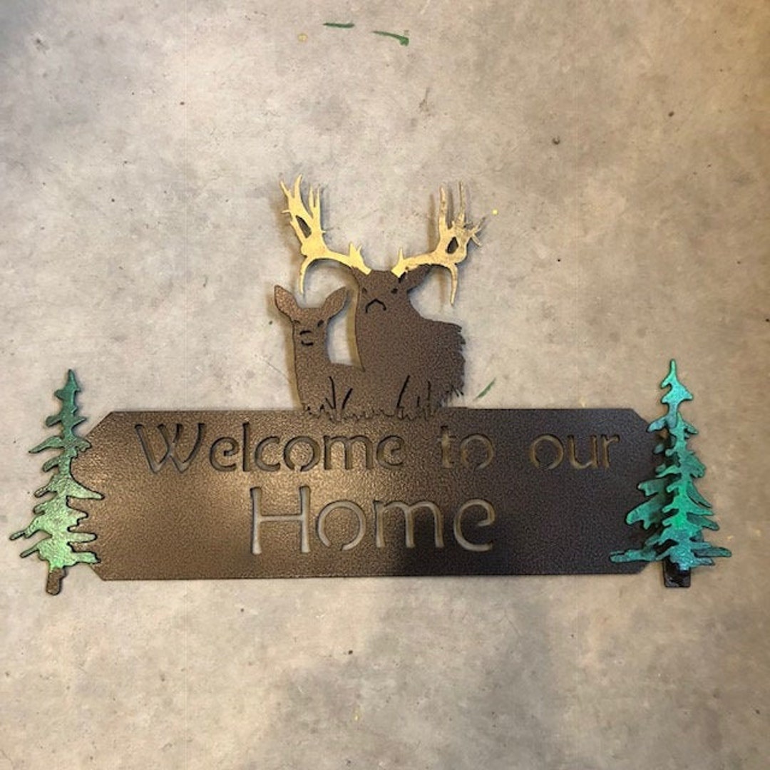 Mule Deer 3-D Welcome to Our Home Welcome Sign Metal Welcome Home Sign ...