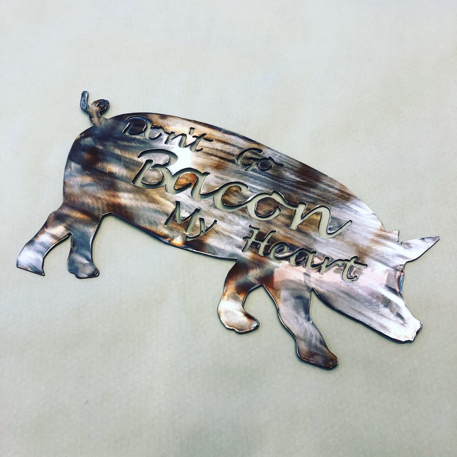 Metal Pig Sign Don't Go Bacon My Heart Piggy Sign Thick | Etsy