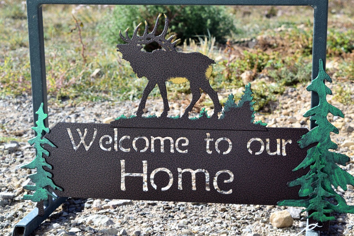 Elk "welcome to Our Home" Sign Welcome Sign Elk Welcome Sign 3D Sign - Etsy