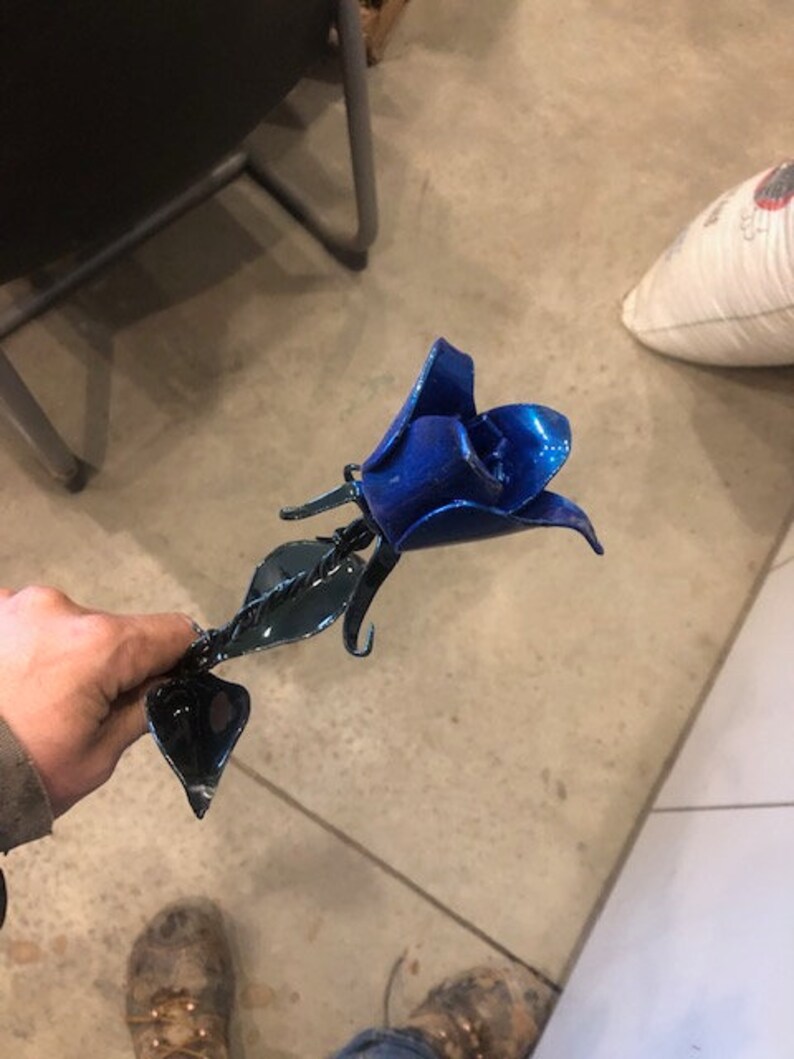 Steel rose with barbed wire stem made from recycled metal and | Etsy