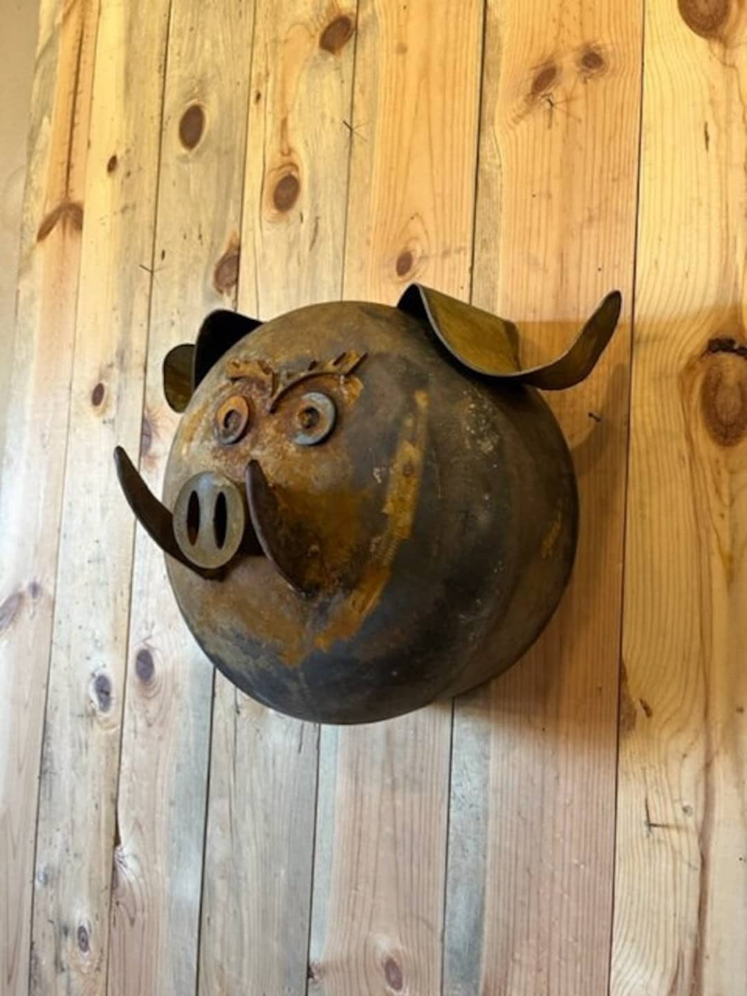 Hanging Pig Head Boar Head Metal Art Head Made Form Upcycled Propane ...