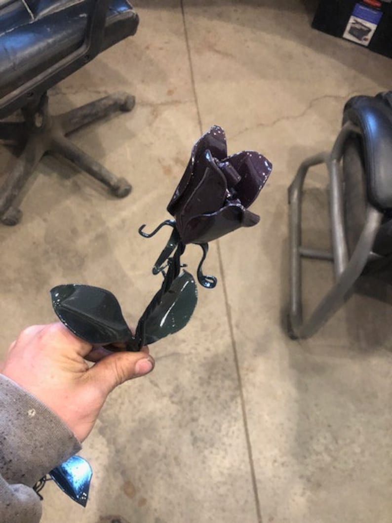 Steel rose with barbed wire stem made from recycled metal and | Etsy