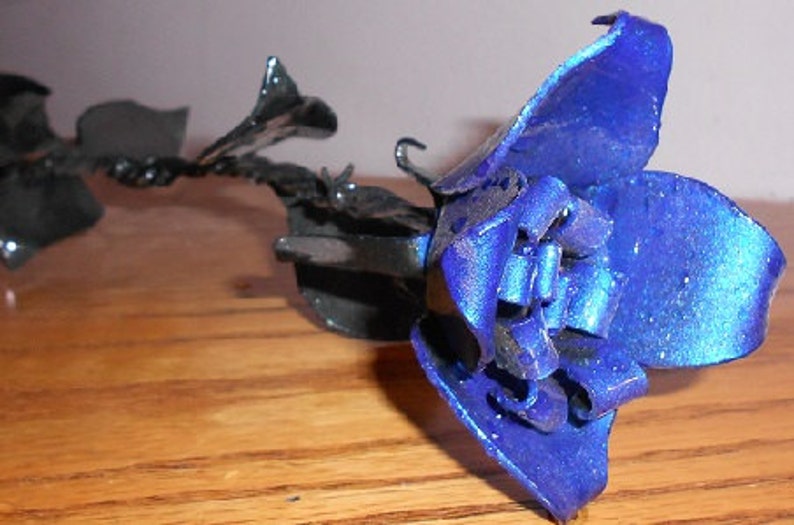 Steel rose with barbed wire stem made from recycled metal and | Etsy