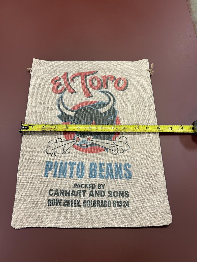 Vintage Farm Grain Sack Burlap El Toro Pinto Beans 12x16 Packaged in ...