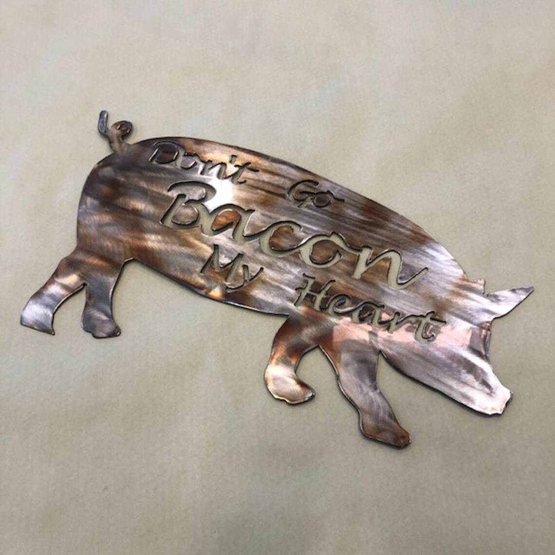 Metal Pig Sign Don't Go Bacon My Heart Piggy Sign Thick | Etsy